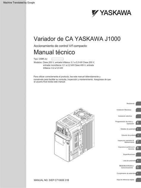 yaskawa j1000 manual tecnico pdf diodo emisor de luz ingenieria