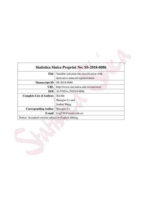 Pdf Variable Selection For Classification With Derivative Induced