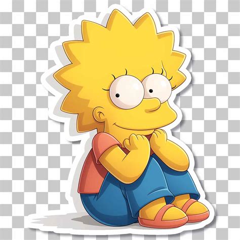 Lisa Simpson Cute Sitting Sticker Legendary Cartoon Sticker Png