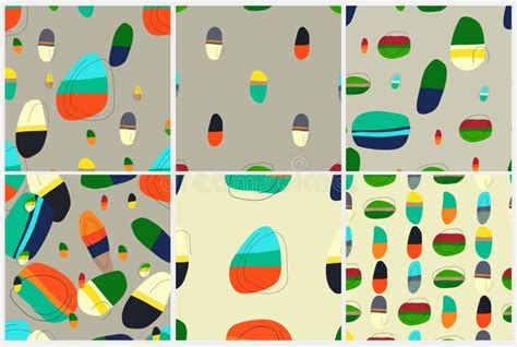 Vector Seamless Pattern Set Backgrounds With Abstract Colorful Shapes