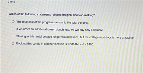 Solved 3 ﻿of 9Which of the following statements reflects | Chegg.com