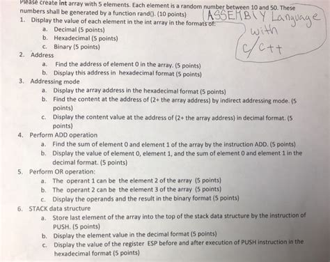 Solved Please Create Int Array With 5 Elements Each Element