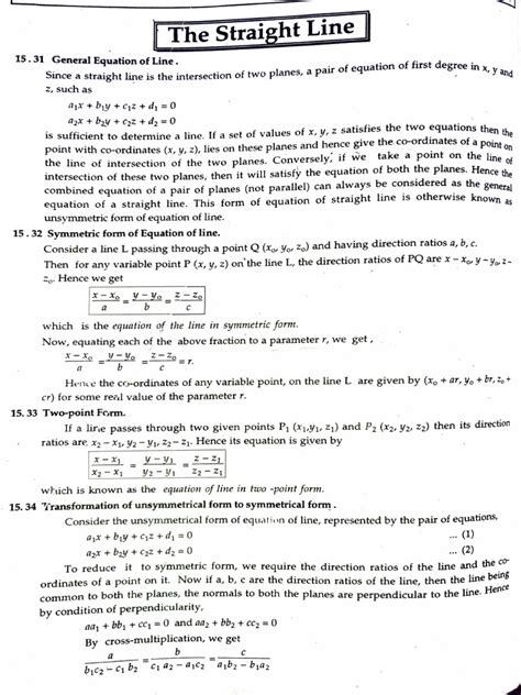 The Straight Line Pdf Line Geometry Equations
