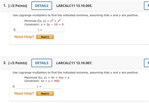 Solved Use Lagrange Multipliers To Find The Indicated