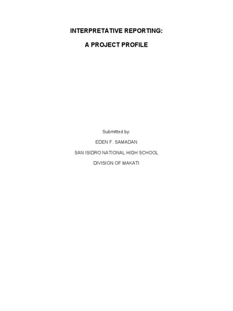 Interpretative Reporting A Project Profile Pdf