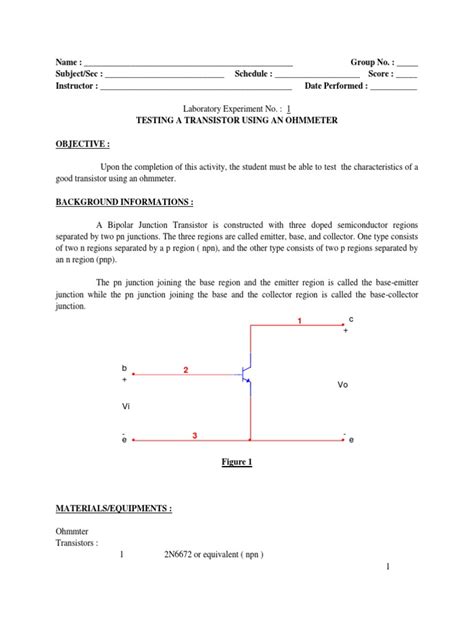 Experiment Pdf Bipolar Junction Transistor Transistor
