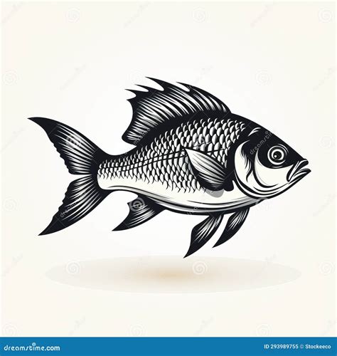 Vintage Poster Style Engraved Fish Drawing With Iconographic Symbolism