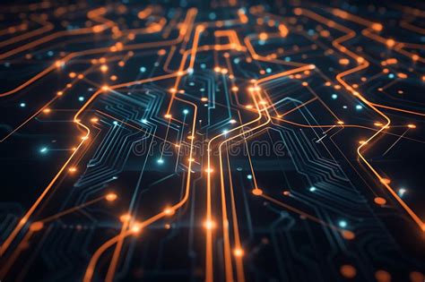 Abstract Digital Network Circuit Board Technology Data Flow Connections Innovation Glowing