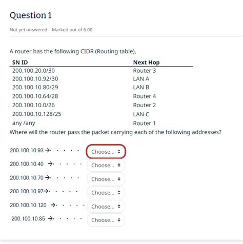 Solved A Router Has The Following Cidr Routing Table Where