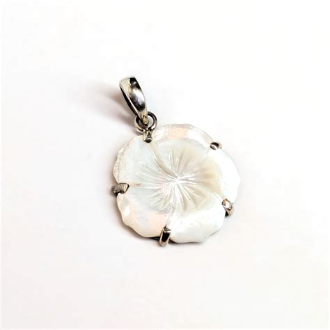 Sterling Silver Mother Of Pearl Flower Pendant 69017 Montys