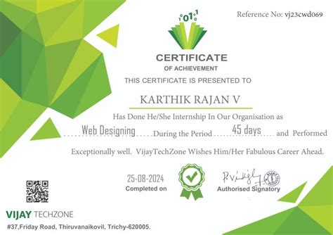 Karthik Rajanv On Linkedin Webdevelopment Internship Vijaytechzone