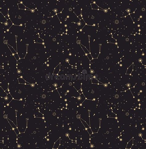 The Constellation Of Gold Fish In The Night Starry Sky Vector