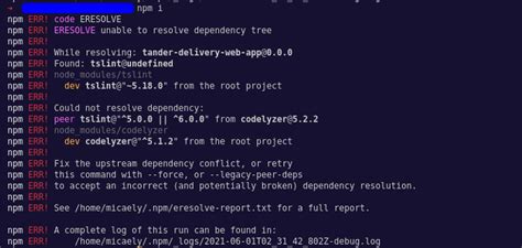 Nodejs Could Not Resolve Dependency Peer Tslint500 600