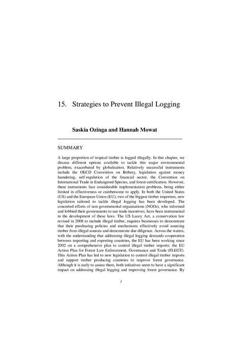 Strategies To Prevent Illegal Logging Strategies To Prevent Illegal Logging Saskia