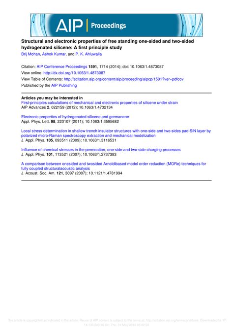 Pdf Structural And Electronic Properties Of Free Standing One Sided