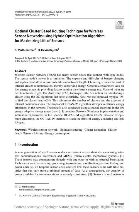 optimal cluster based routing technique for wireless sensor networks
