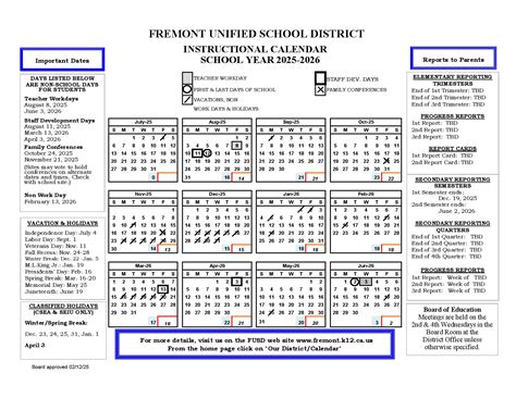 Fremont Unified School District Calendar 2026 2027