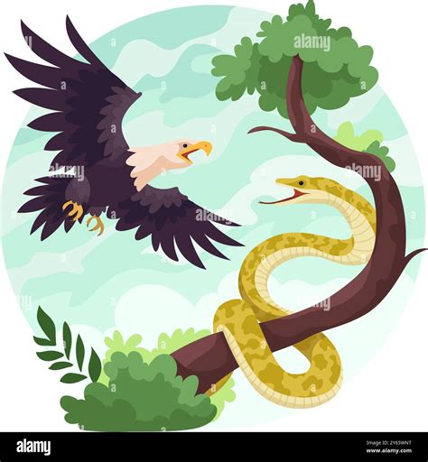 Eagle Attacks Snake Flight Predator Hunting Bird Attacking Serpent