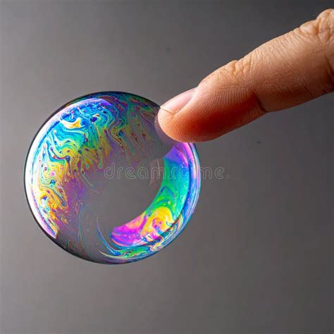 Gentle Touch On An Iridescent Soap Bubble Stock Illustration