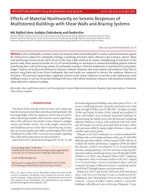 Effects Of Material Nonlinearity Pdf Earthquake Engineering