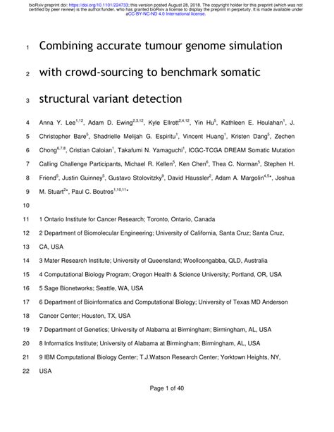 Pdf Combining Accurate Tumour Genome Simulation With Crowd Sourcing To Benchmark Somatic