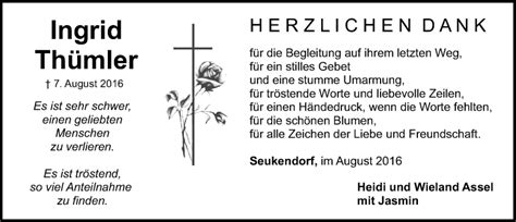 Traueranzeigen Von Ingrid Thümler Trauer Nn De