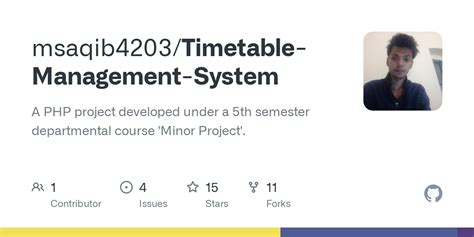 GitHub Msaqib Timetable Management System A PHP Project Developed Under A Th Semester