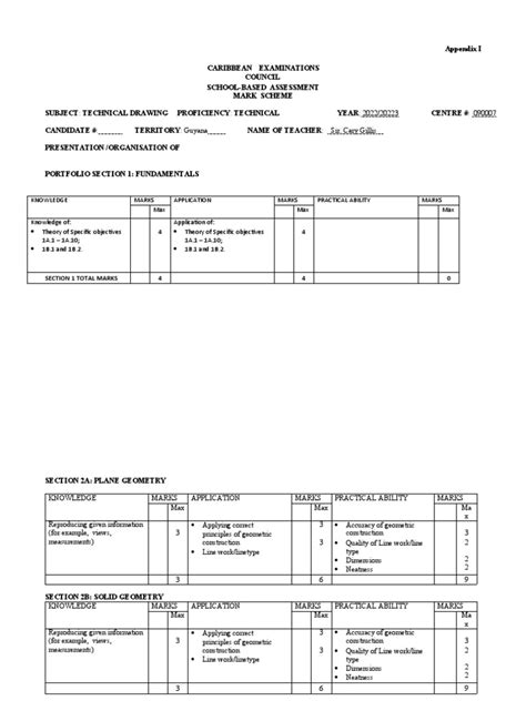 Csec Techdraw Mark Scheme Pdf Geometry Technical Drawing