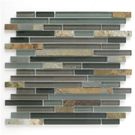 Multicolor Linear Mosaic Tile Backsplash