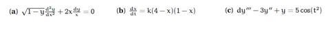 determine the order of each ode and decide if it is