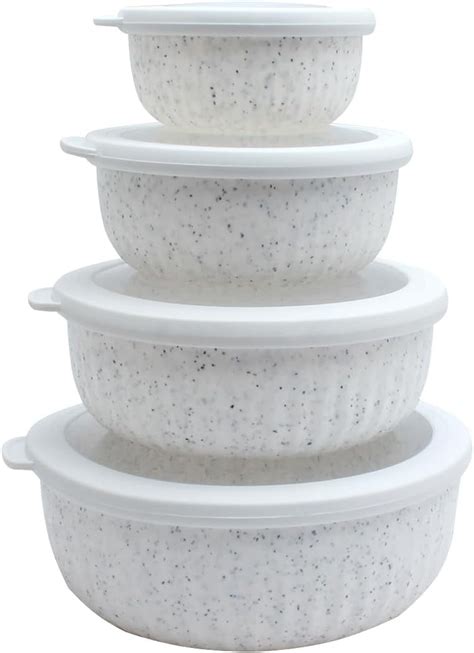 Prep Bowls With Lids 8 Piece Set Of Wide Deep Nesting Plastic Mixing