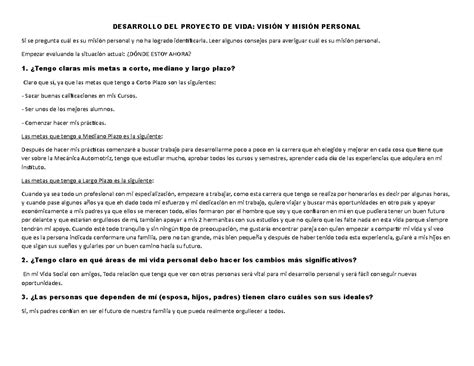 Desarrollo Del Proyecto De Vida Lozada Ventura Kevin Alexander