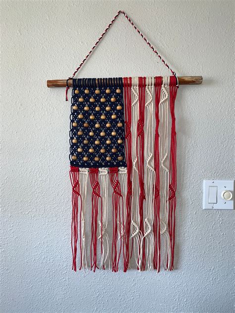 Large Macrame American Flag Large Macrame Wall Hanging Etsy