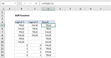 Fórmula Xor En Excel
