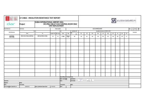 Cable Meggering Test Report Pdf Materials Electrical Engineering