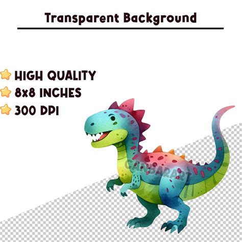 Watercolor Dinasour Clipart Commercial Use Cute Colorful Dinasour Clip