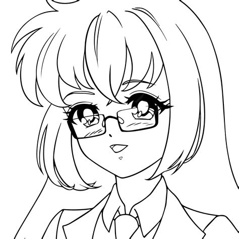 Girl With Glasses Sketch Anime