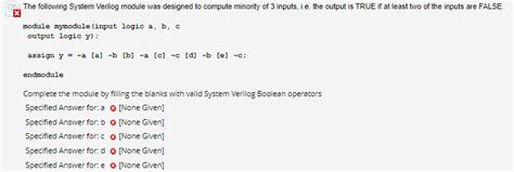 Solved The Following System Verilog Module Was Designed To