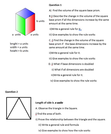 Solved Question A Find The Volume Of The Square Base Chegg Com