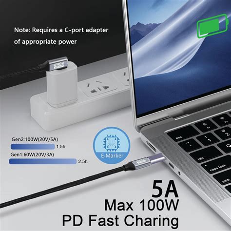 Tecphile L Shape Type C Male To Type C Female 100w Charging Cable