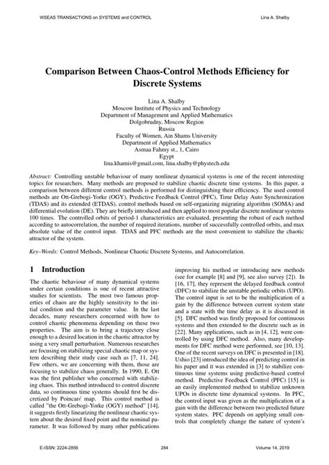 Pdf Comparison Between Chaos Control Methods Efficiency For Discrete