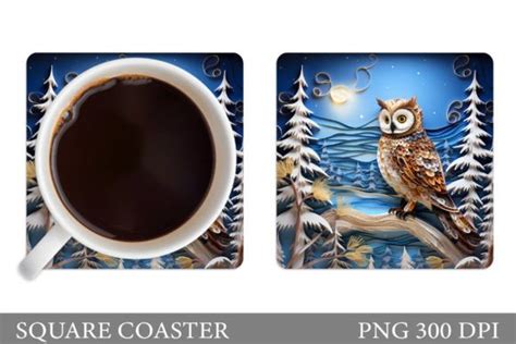 Owl Square Coaster Winter Owl Coaster Graphic By Shishkovaiv