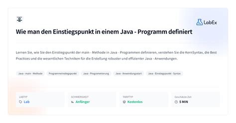 Wie Man Den Einstiegspunkt In Einem Java Programm Definiert Labex
