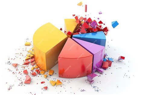3D Pie Chart with Exploded View Isolated In Transparent Background | Premium AI-generated image