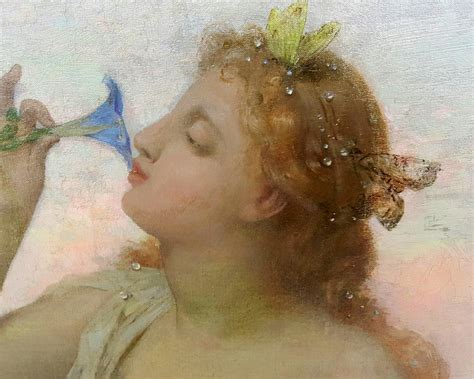 Jean Louis Hamon Aurora In White Toga Smelling A Flower Goddess Of