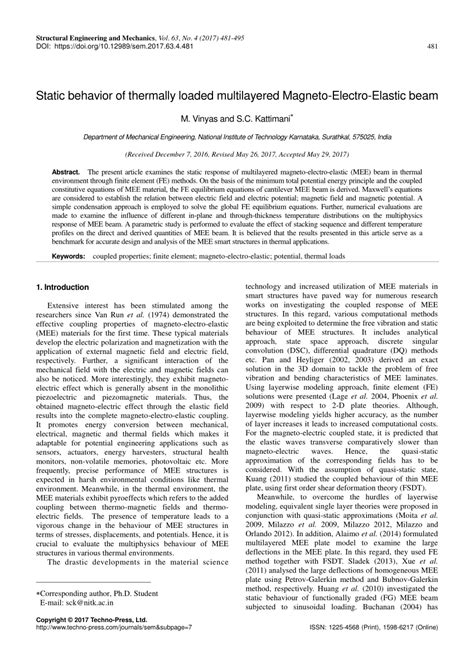 Pdf Static Behavior Of Thermally Loaded Multilayered Magneto Electro