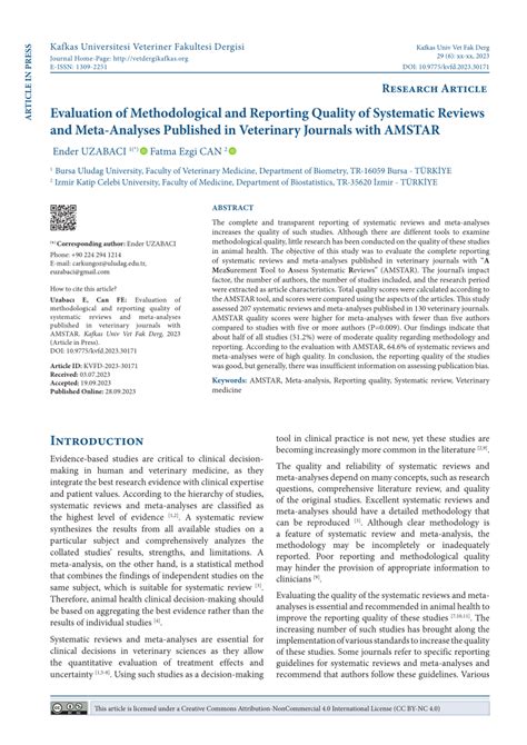 Pdf Evaluation Of Methodological And Reporting Quality Of Systematic