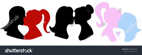 Set Silhouettes Loving Samesex Couples Different Stock Illustration