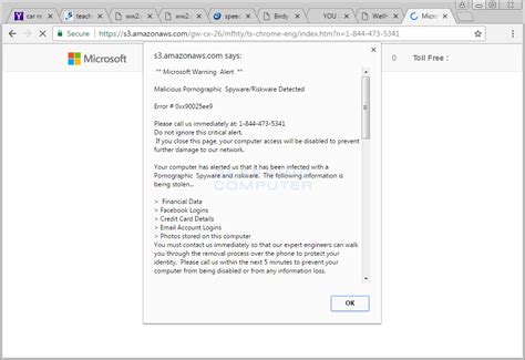 Malicious Pornographic Spyware Riskware Detected Scam Popup