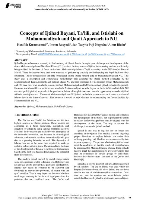 Pdf Concepts Of Ijtihad Bayani Talili And Istislahi On
